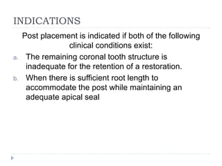 Advanced treatment of post & core - A presentation | PPTX