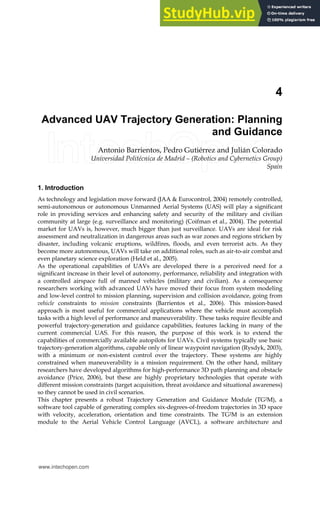Advanced UAV Trajectory Generation Planning And Guidance | PDF