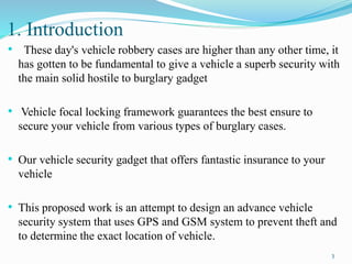 Advanced vehicle security system 2016 upload | PPTX