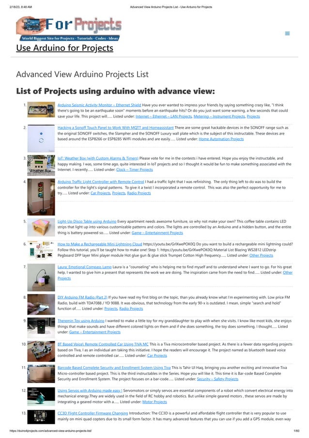 Advanced View Arduino Projects List - Use Arduino for Projects.pdf