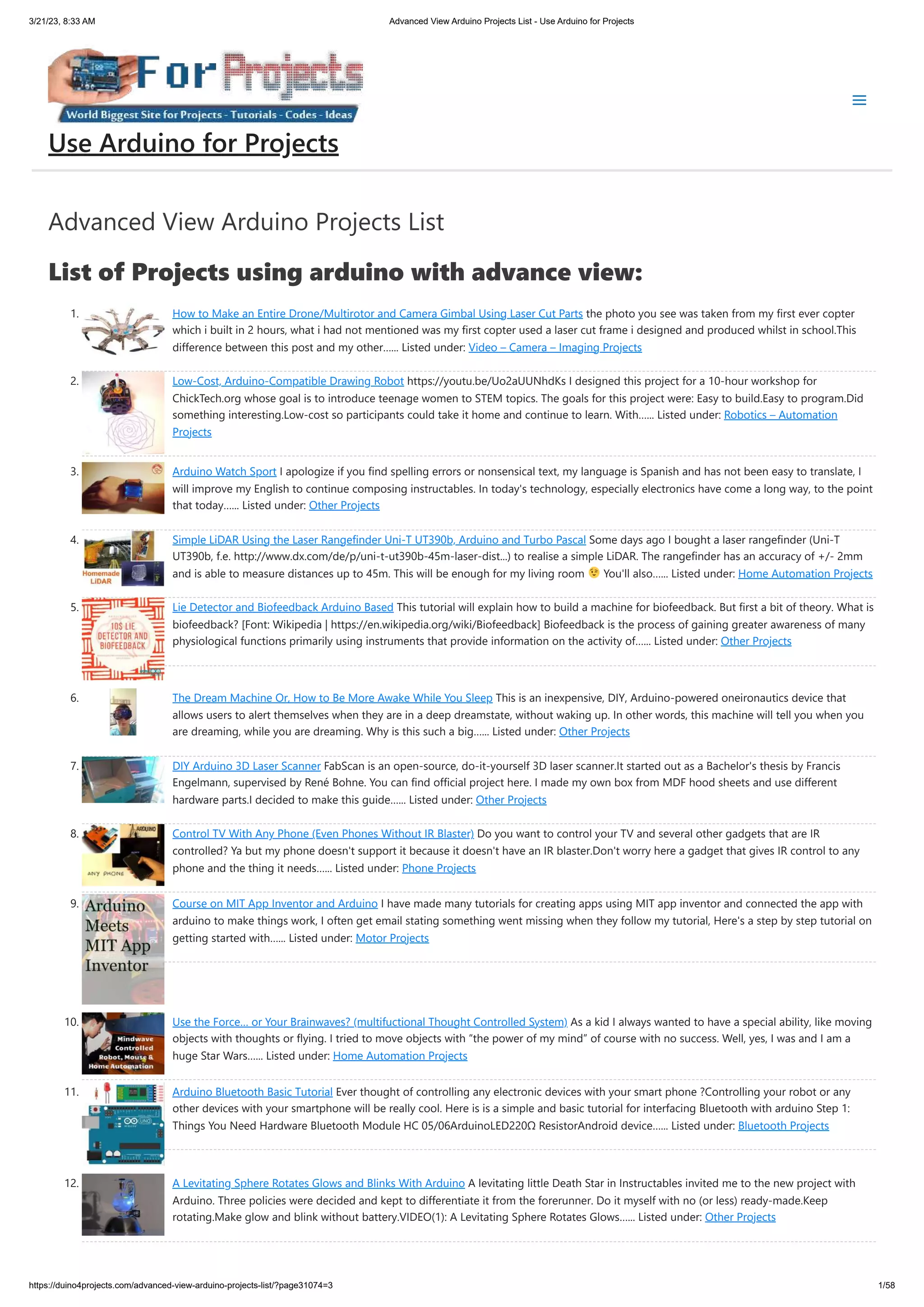 Advanced View Arduino Projects List Use Arduino For Projects 3pdf