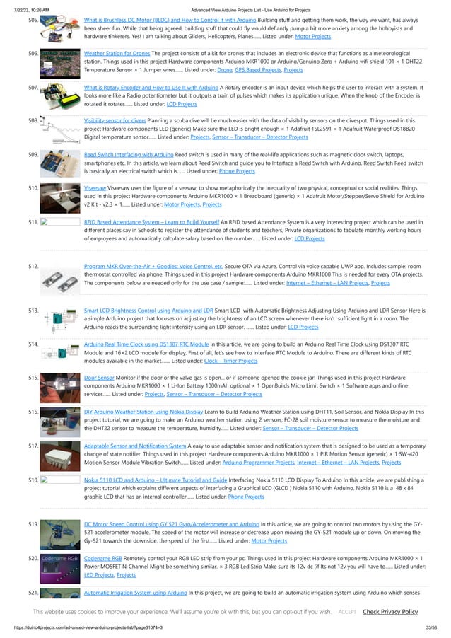 Advanced View Arduino Projects List Use Arduino For Projects 3pdf Technology And Computing