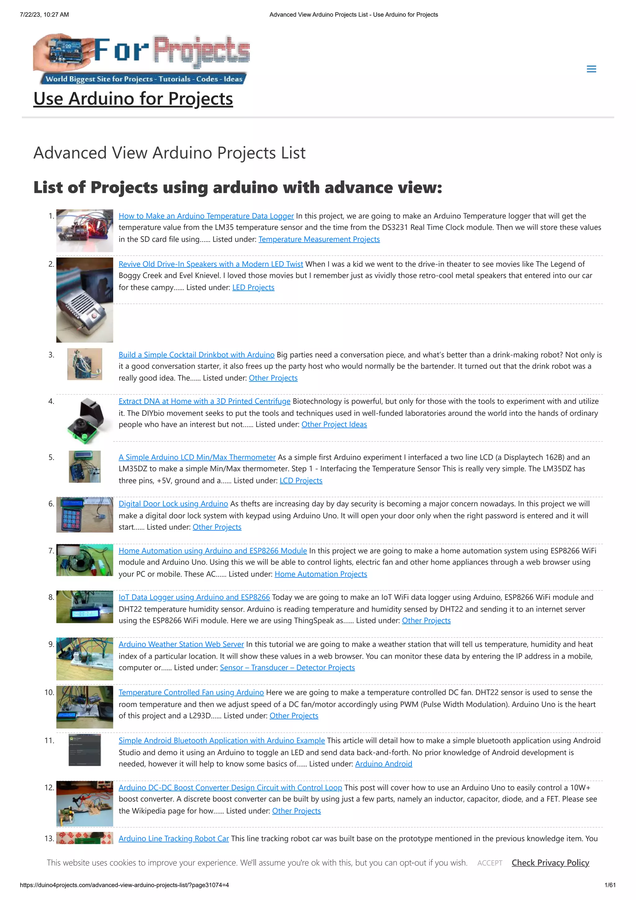 Advanced View Arduino Projects List Use Arduino For Projects 4pdf