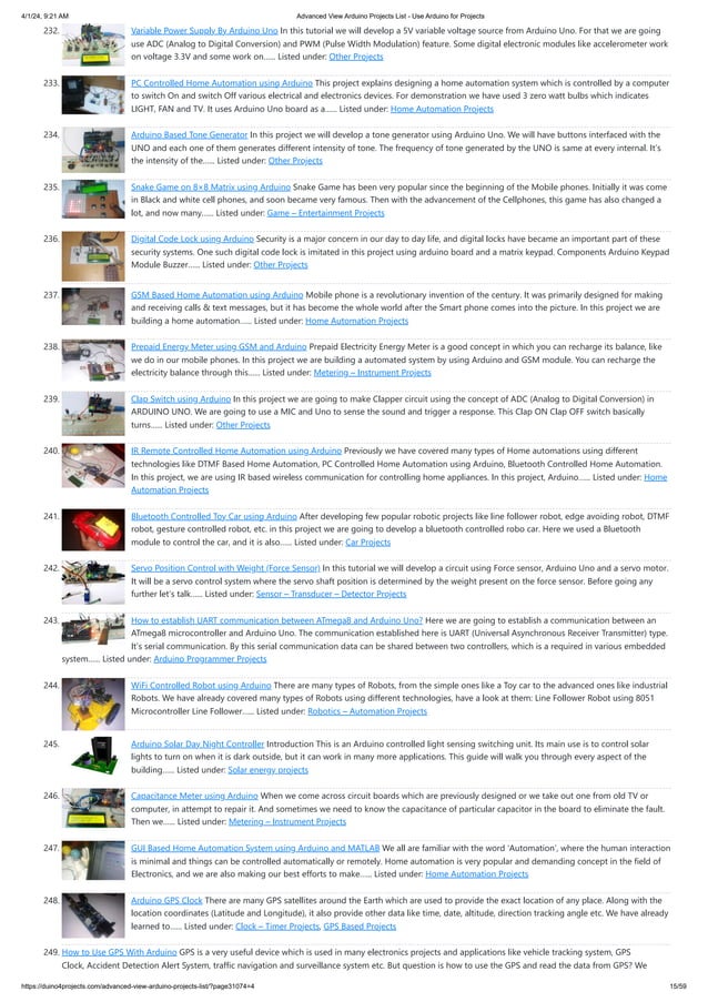 Advanced View Arduino Projects List Use Arduino For Projects 4pdf Computer Peripherals