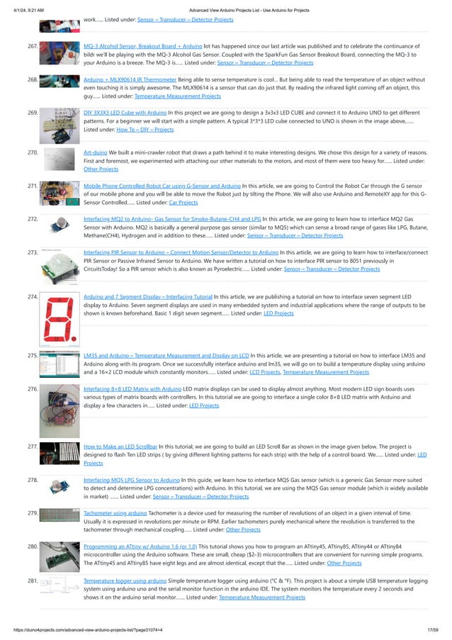 Advanced View Arduino Projects List Use Arduino For Projects 4pdf Computer Peripherals