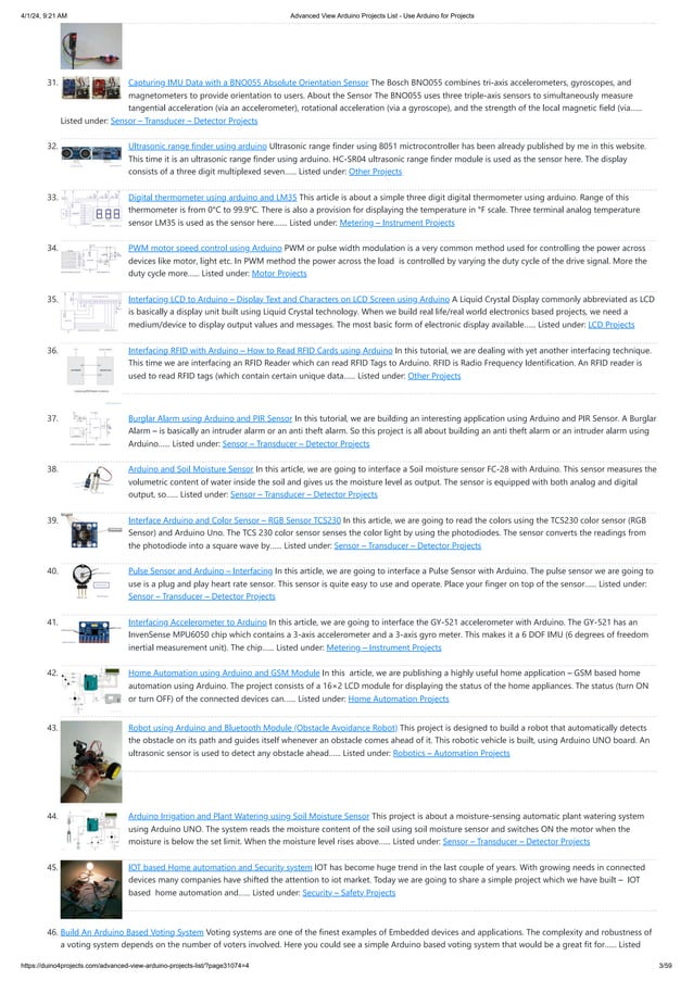 Advanced View Arduino Projects List Use Arduino For Projects 4pdf Computer Peripherals
