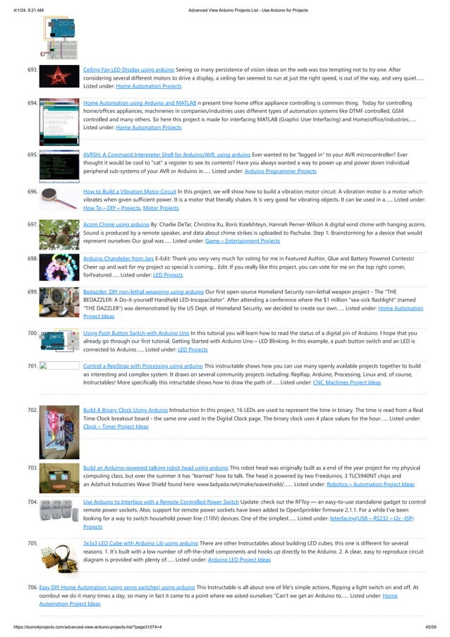 Advanced View Arduino Projects List Use Arduino For Projects 4pdf Computer Peripherals