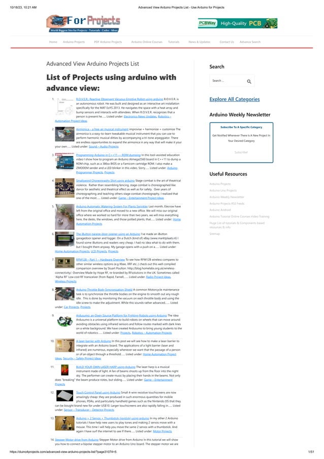 Advanced View Arduino Projects List Use Arduino For Projects 5pdf