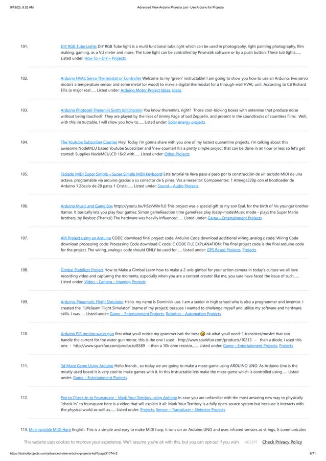 Advanced View Arduino Projects List - Use Arduino for Projects 1.pdf