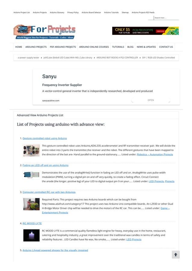 Advanced View Arduino Projects List Use Arduino For Projects 2 Pdf