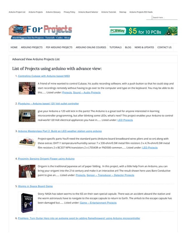 Advanced View Arduino Projects List Use Arduino For Projects 3 Pdf