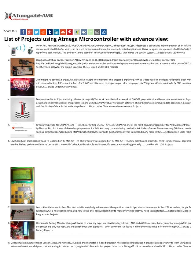Advanced view of atmega microcontroller projects list at mega32 avr | PDF