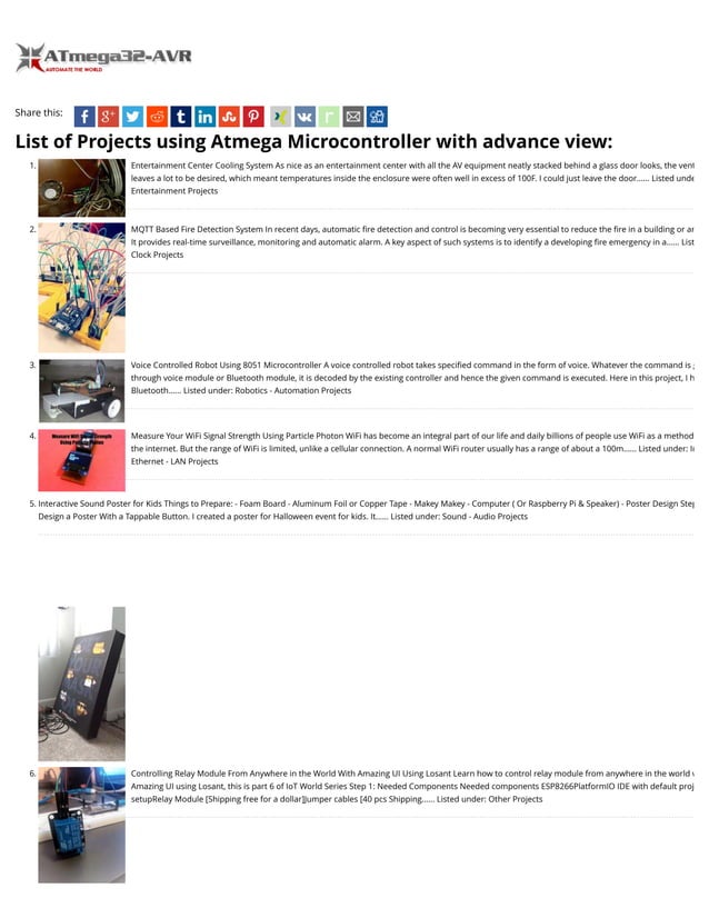 Advanced view of atmega microcontroller projects list at mega32 avr | PDF