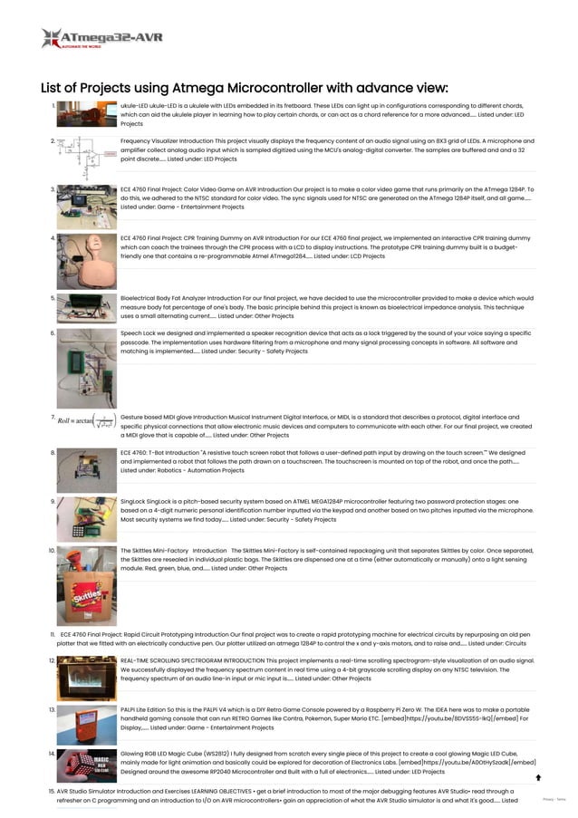 Advanced View of Atmega Microcontroller Projects List - ATMega32 AVR.pdf