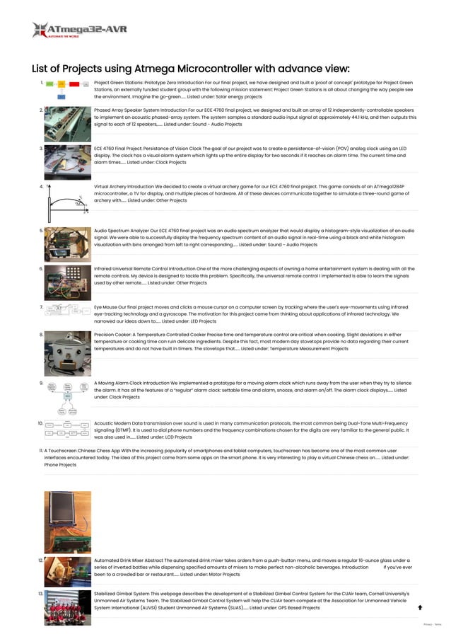 Advanced View of Atmega Microcontroller Projects List - ATMega32 AVR.pdf