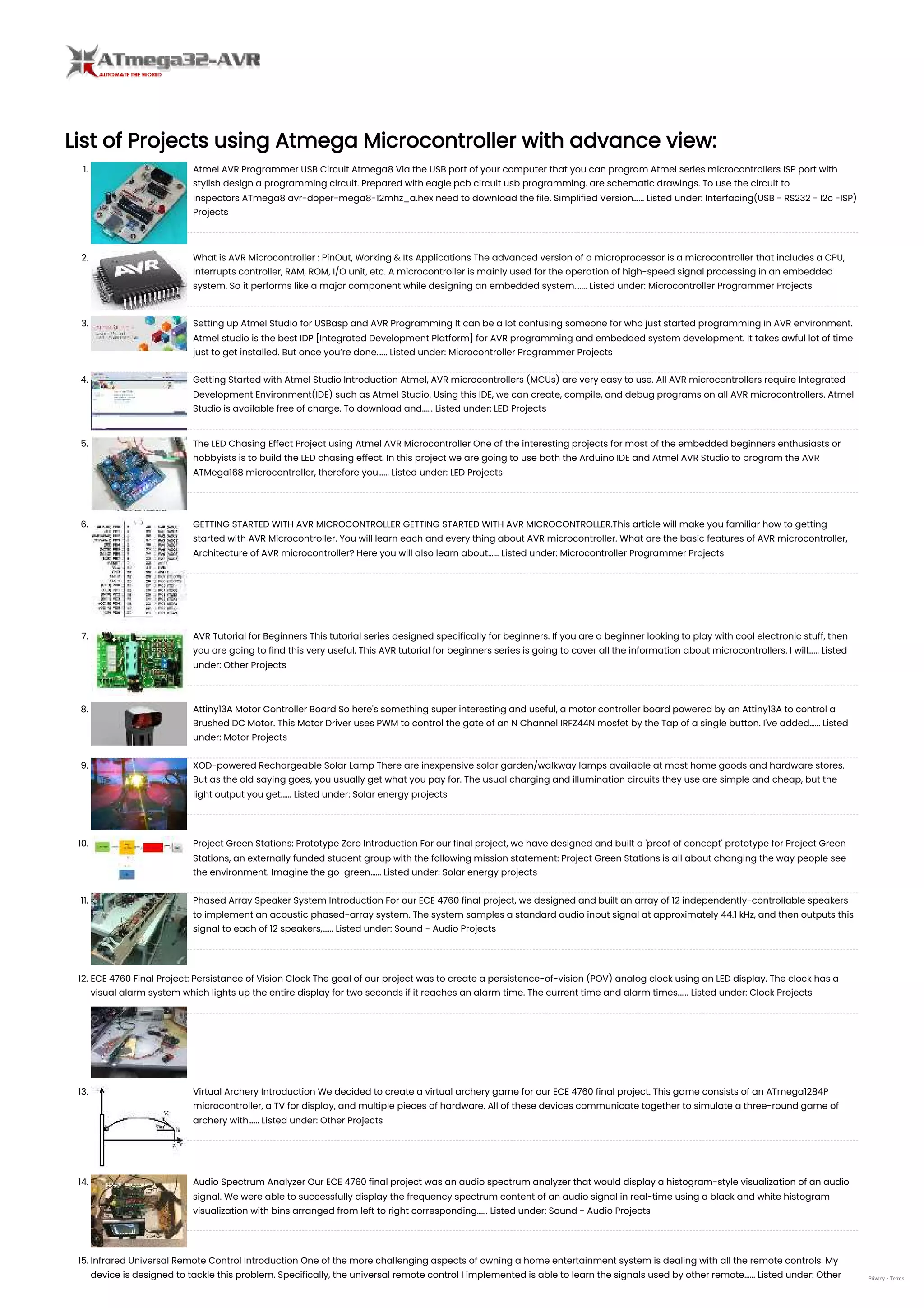 Advanced View Of Atmega Microcontroller Projects List Atmega32 Avr Pdf
