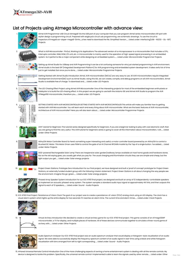 Advanced View of Atmega Microcontroller Projects List - ATMega32 AVR.pdf