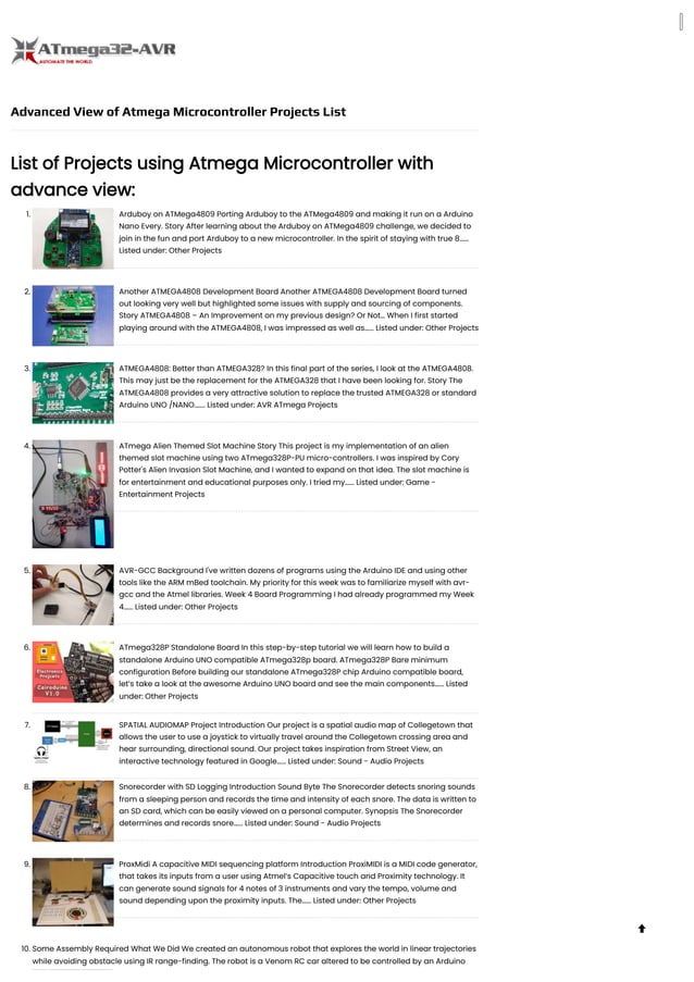 Advanced View of Atmega Microcontroller Projects List - ATMega32 AVR.pdf