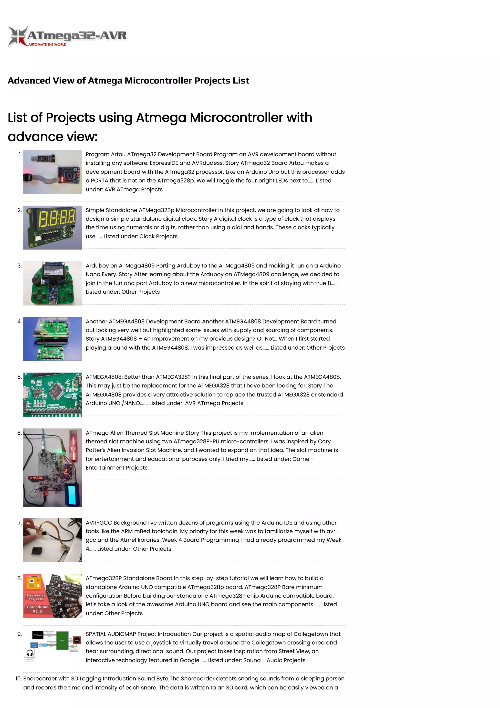 Advanced View Of Atmega Microcontroller Projects List Atmega32 Avr Pdf