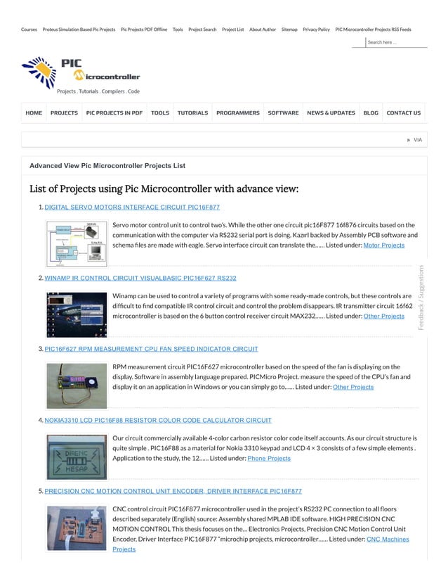 Advanced view pic microcontroller projects list pic microcontroller | PDF