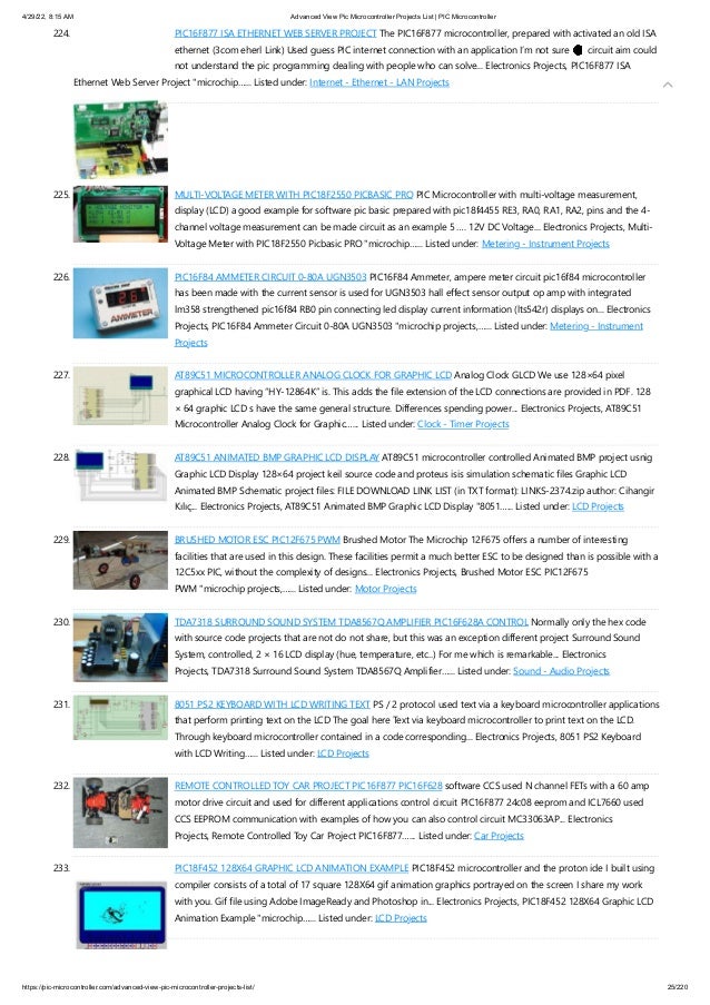 Advanced View Pic Microcontroller Projects List Pic Microcontrollerpdf