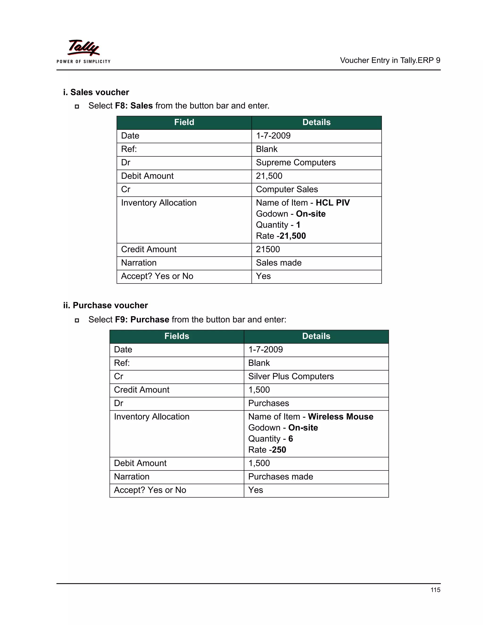 Advanced voucher entry tutorial in Tally ERP 9 | PDF