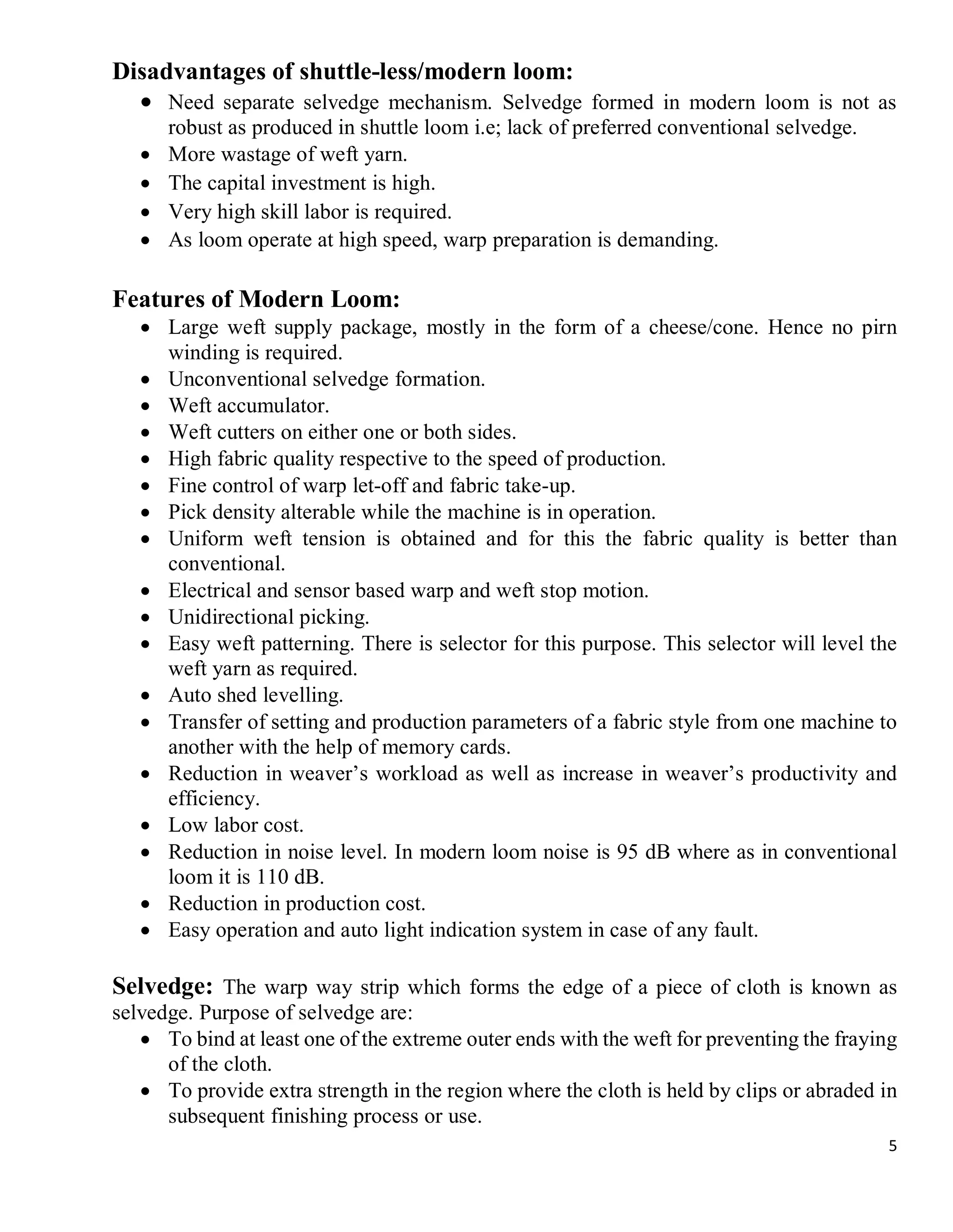 Introduction of modern loom | PDF