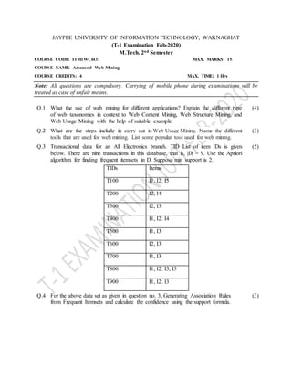 Advanced web mining paper | DOCX