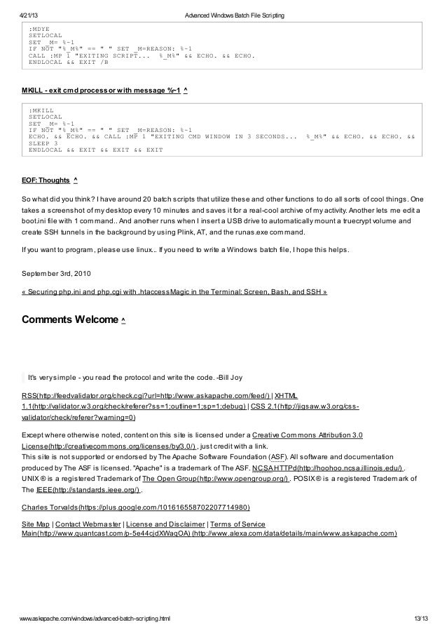 Advanced Windows Batch File Scripting 