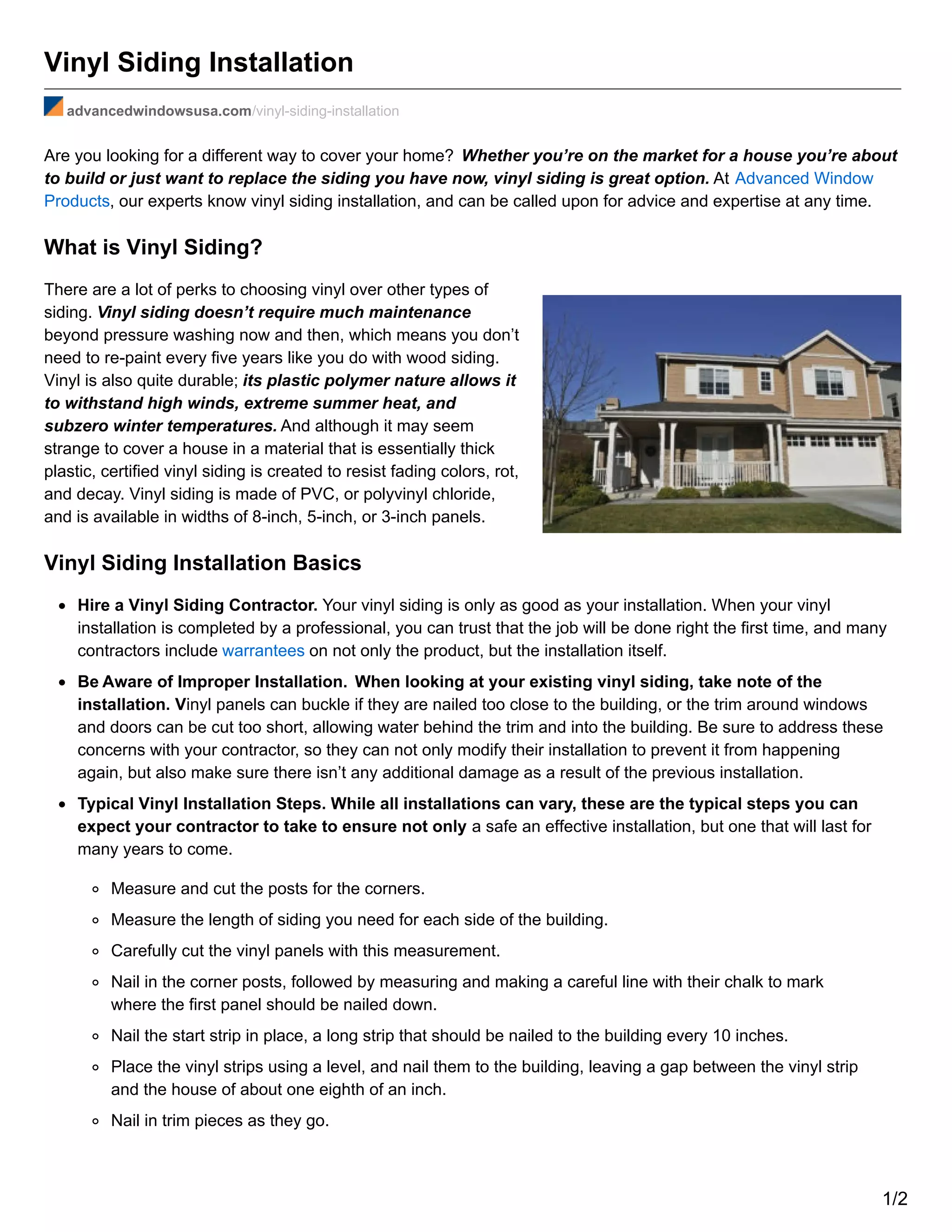 Vinyl Siding Installation | PDF