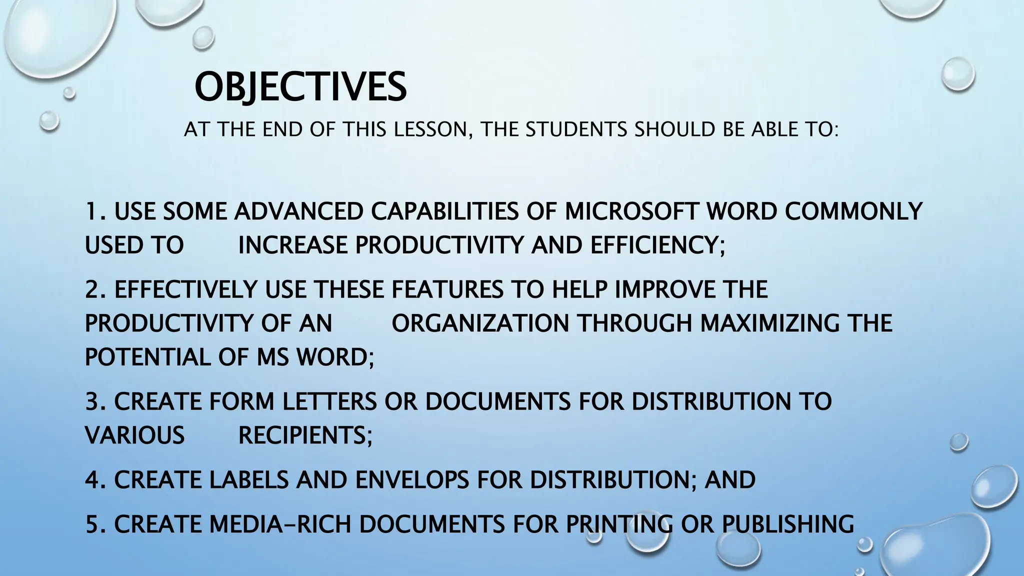 ADVANCED WORD PROCESSING SKILLS power point | PPTX