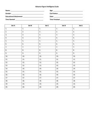 Intelligence Test Answers