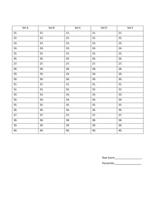 Intelligence Test Answers