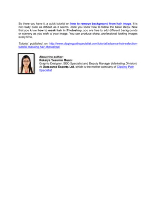 Advance Hair Selection Tutorial – Masking Hair in Photoshop | PDF