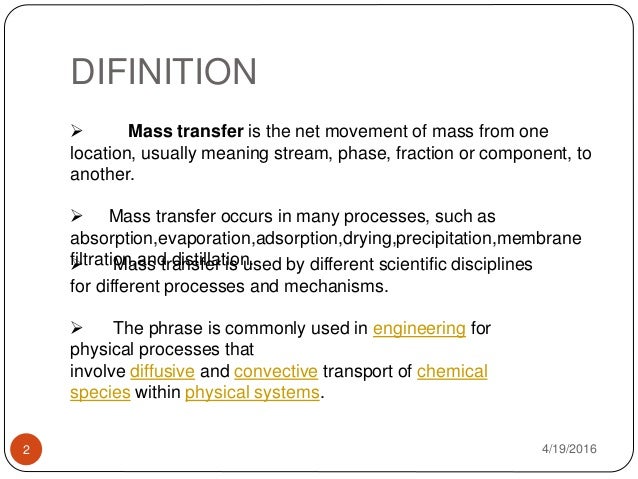 Advance in mass transfer in food application