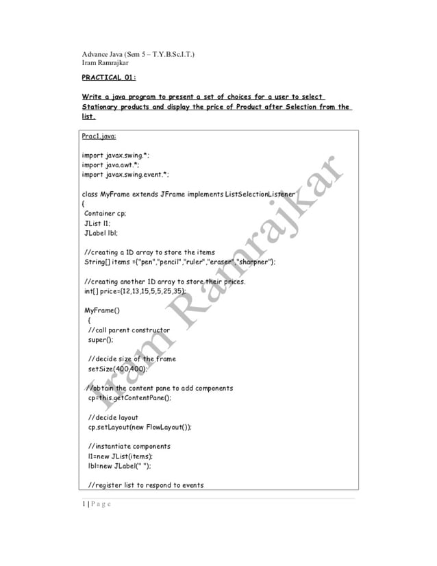 Advance Java Practical Ty Bscit Sem 5 Pdf