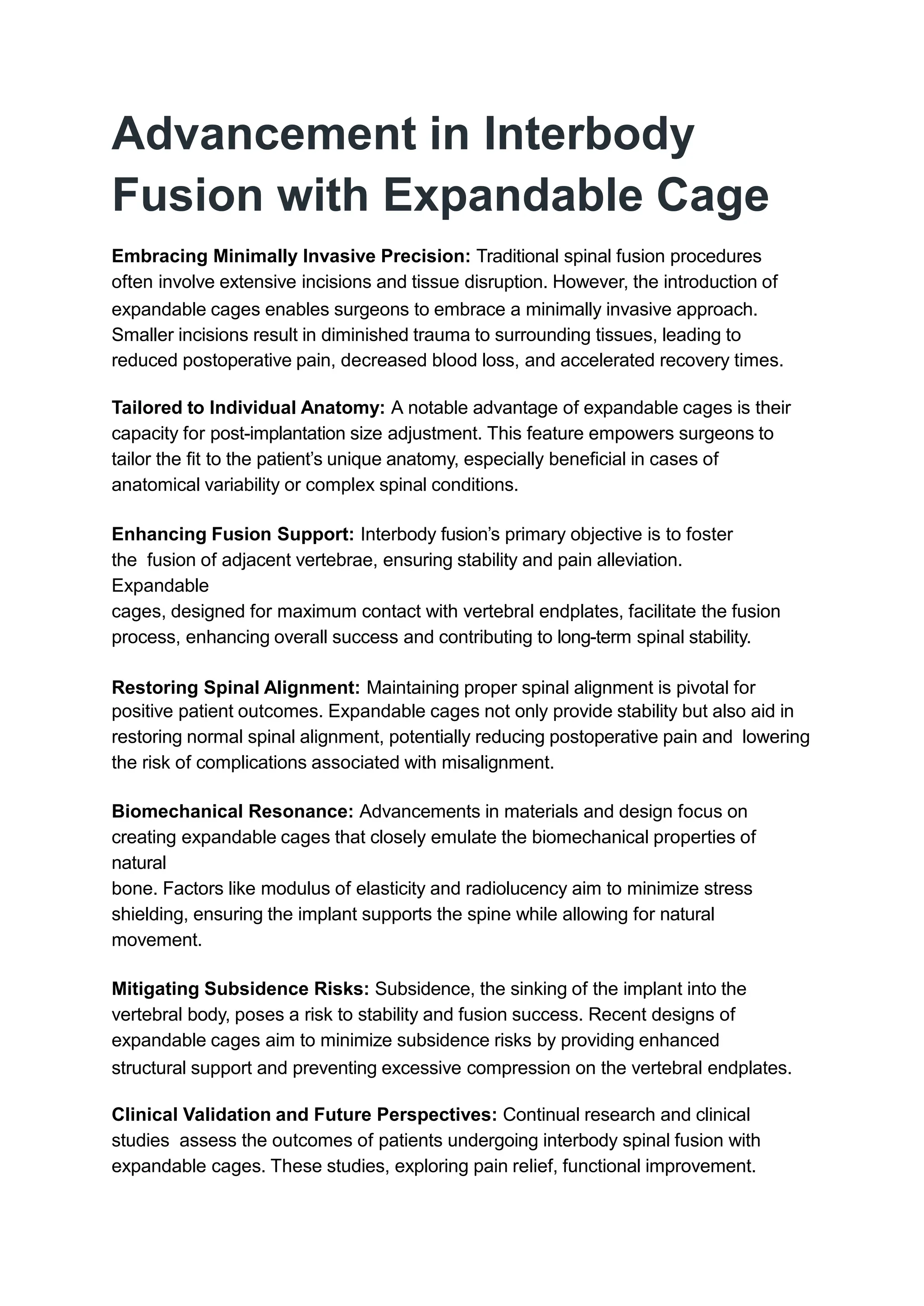 Advancement in Interbody Fusion with Expandable Cage.pptx