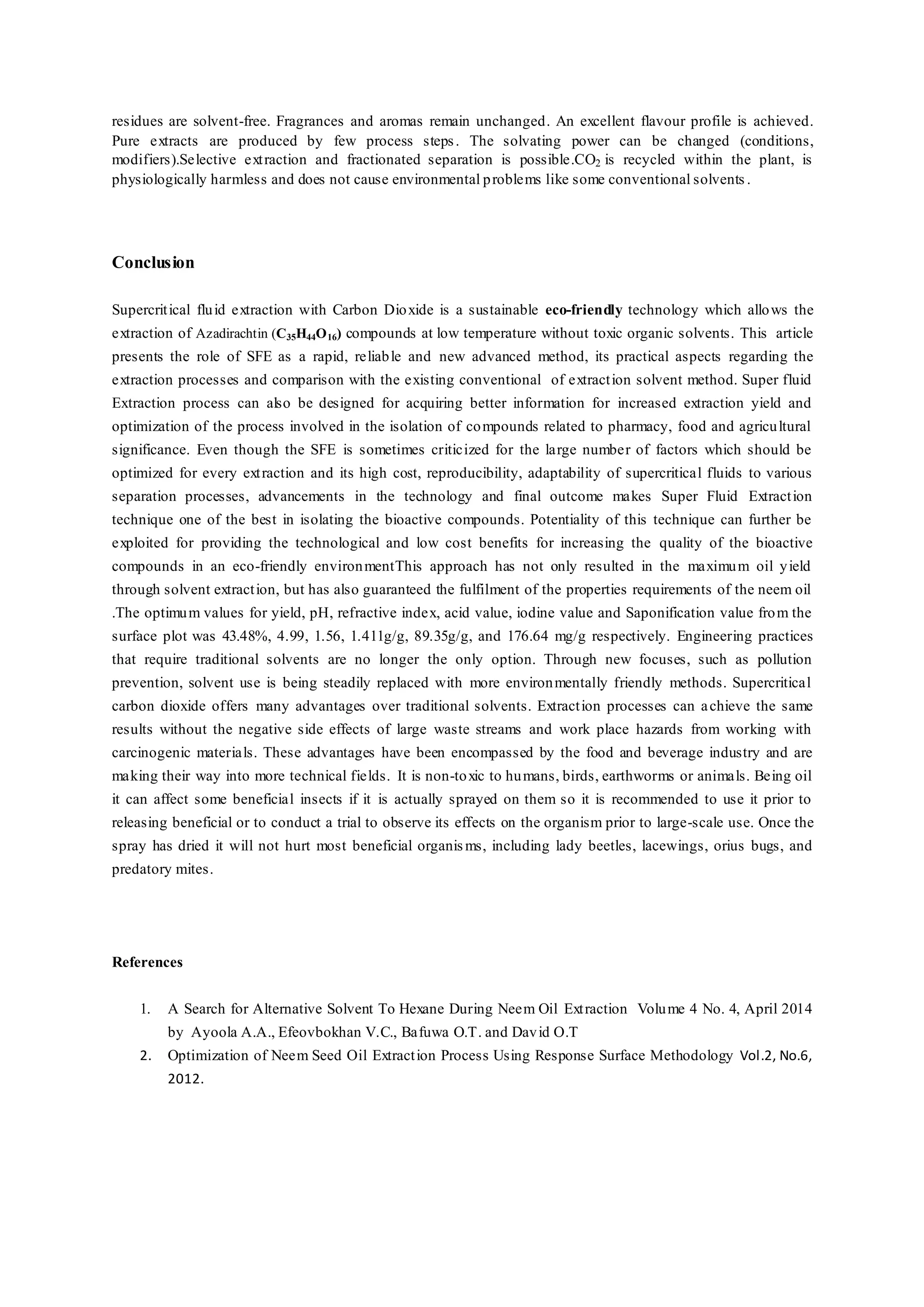 Advancement in neem oil extraction process | PDF