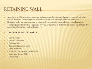 Advancement in retaining wall | PPT