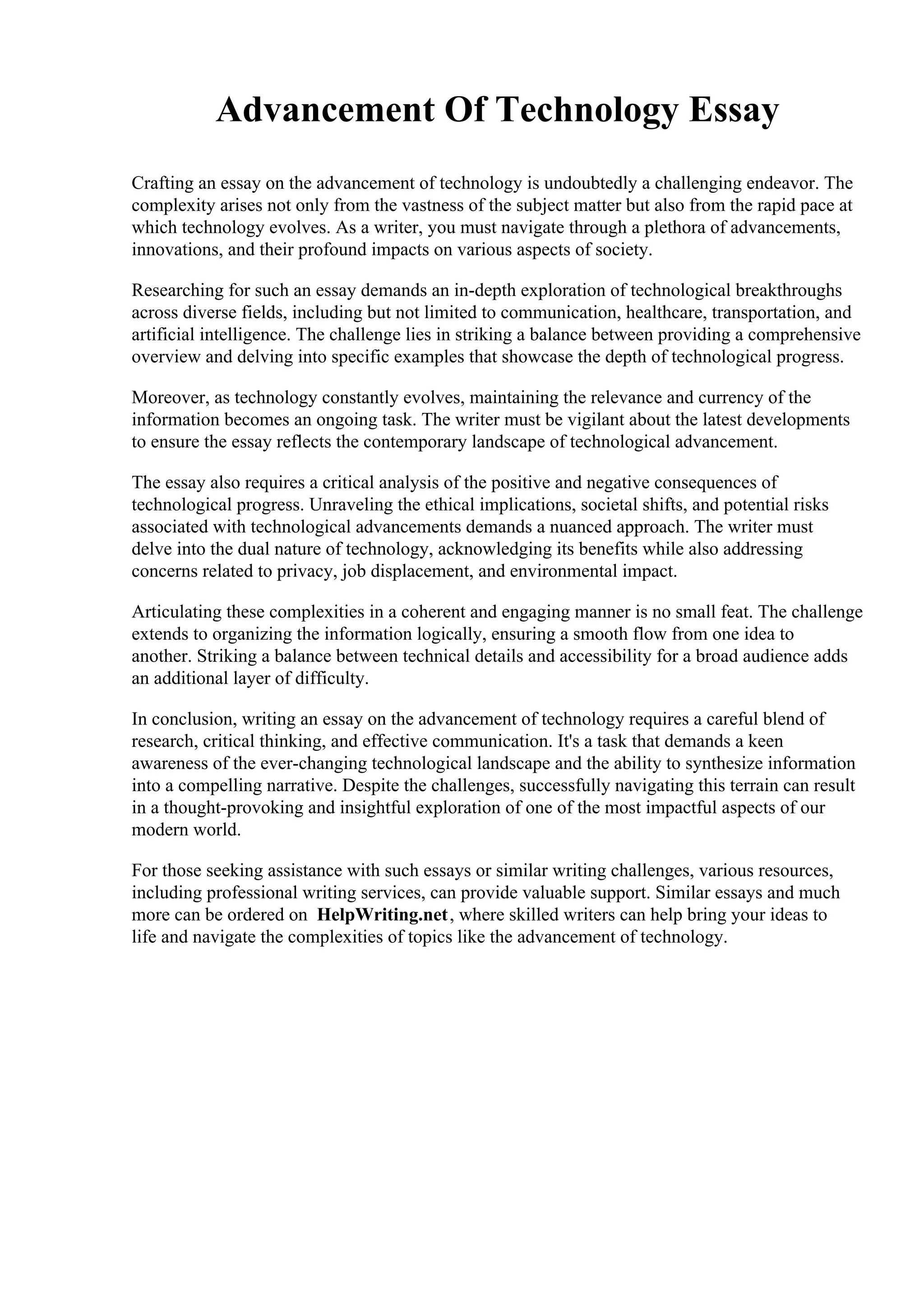 Advancement Of Technology Essay.pdf