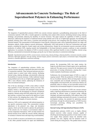 Advancements in Concrete Technology Using Super Absorbent Polymer | PDF
