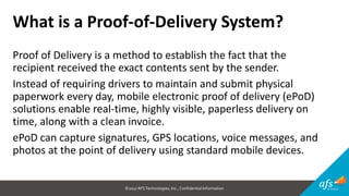 ePoD: Advancements in Delivery Automation and Proof of Delivery | PPTX