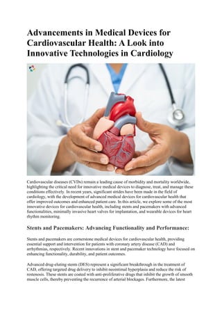 Most Innovative Medical Devices for Cardiovascular Health | The ...