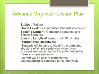 Advance organizer lesson plan | PPT