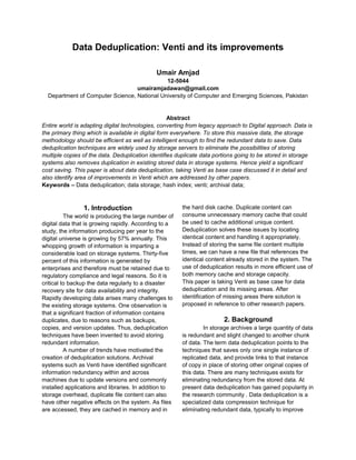 Data Deduplication: Venti and its improvements | ODT