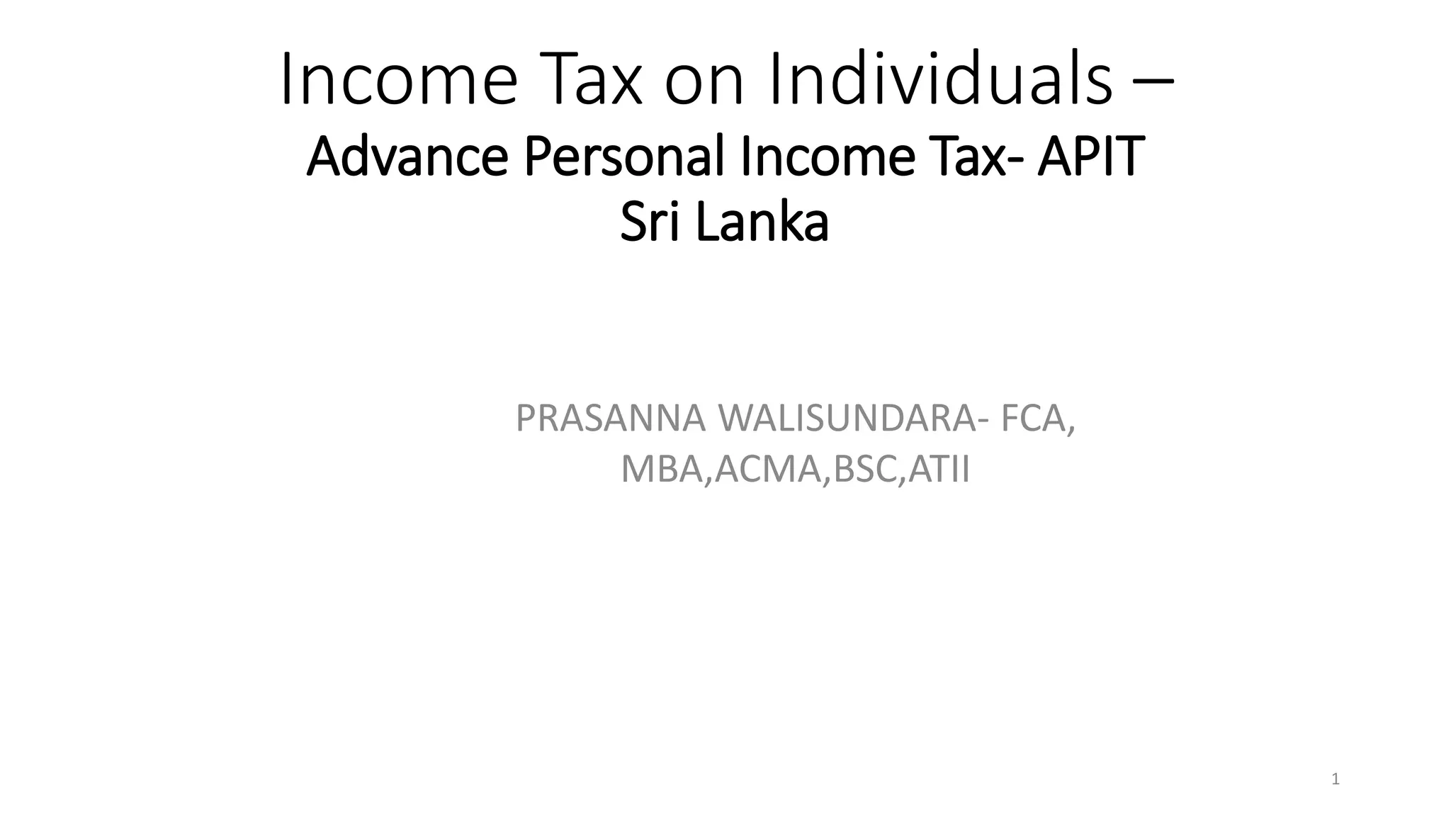Advance personal income TAX (APIT)- Sri Lanka | PDF