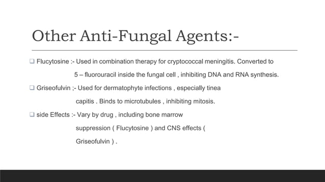 ANTI FUNGAL AGENTS AND THEIR MECHANISM OF ACTION. | PPT