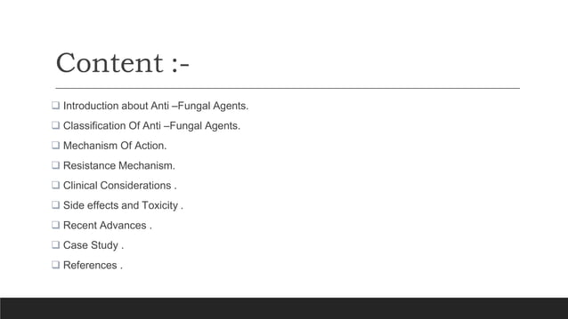 ANTI FUNGAL AGENTS AND THEIR MECHANISM OF ACTION. | PPT