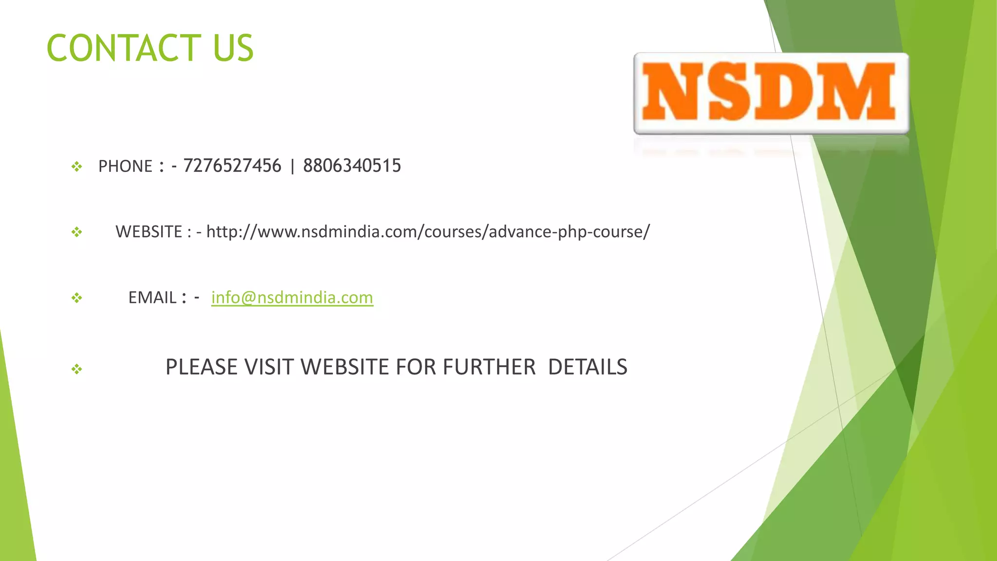 Advance php course | PPTX