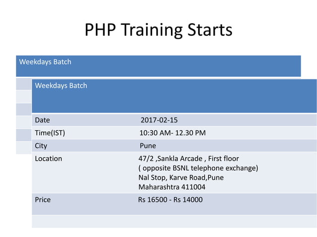 Advance php training course | PPT